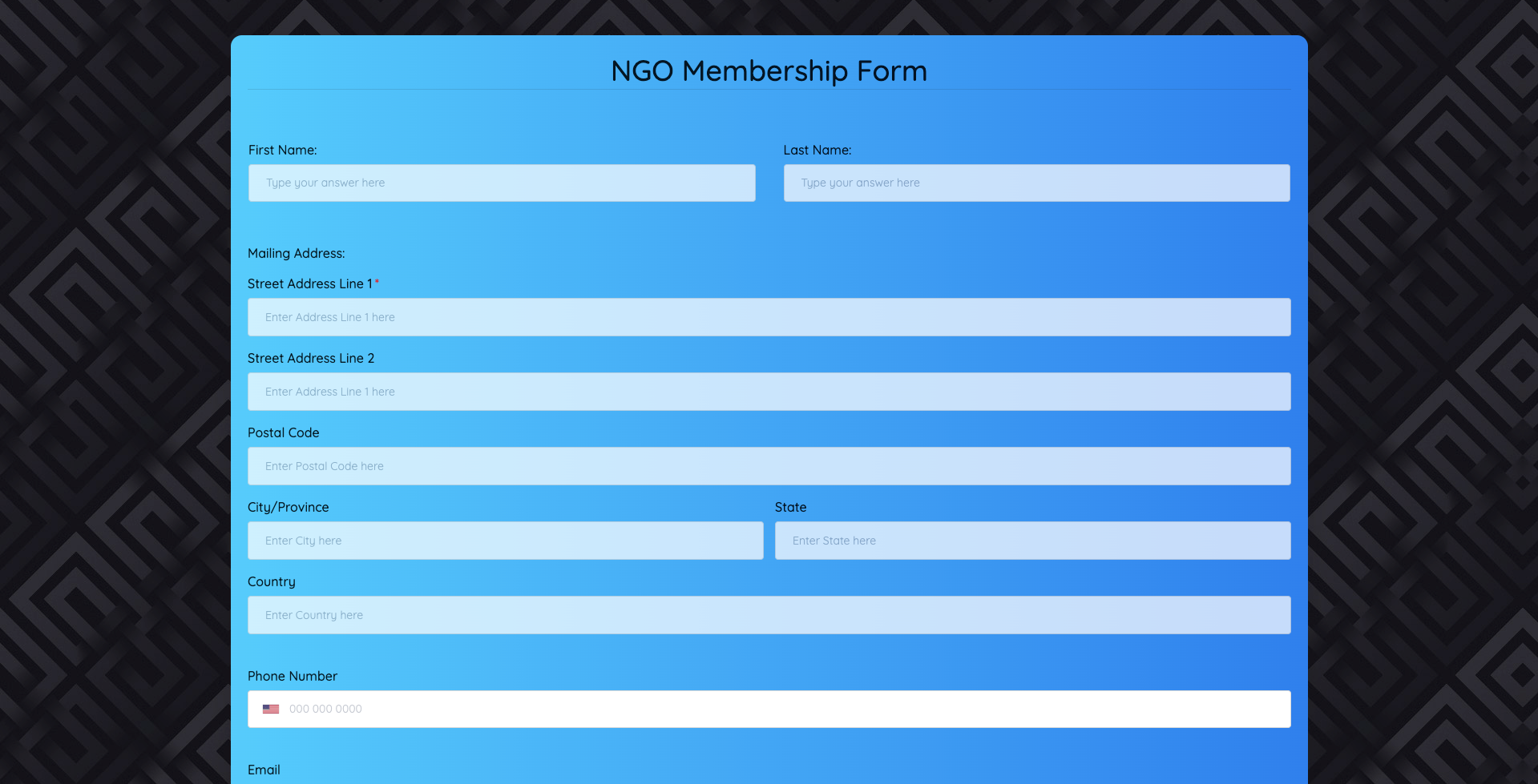 Ngo Membership Form | Formplus